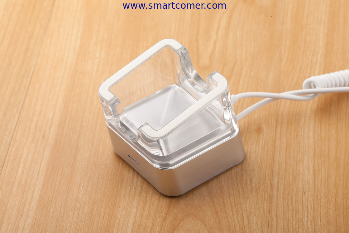COMER security cellular phone mounting brackets for retail stores with alarm sensor and charging cord
