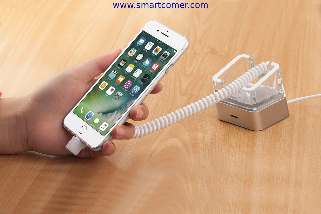 COMER anti-theft alarm display stand for mobile phone shop with alarm and charging cables