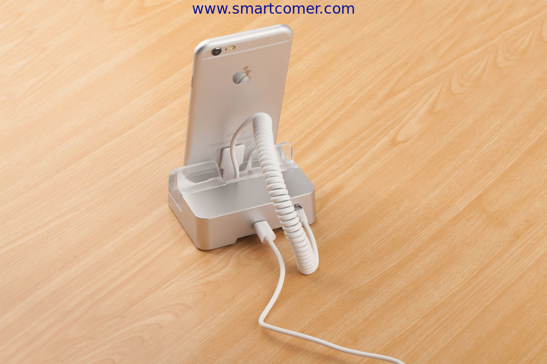 COMER anti-theft security smart mobile phone alarm plastic stands with charging cord