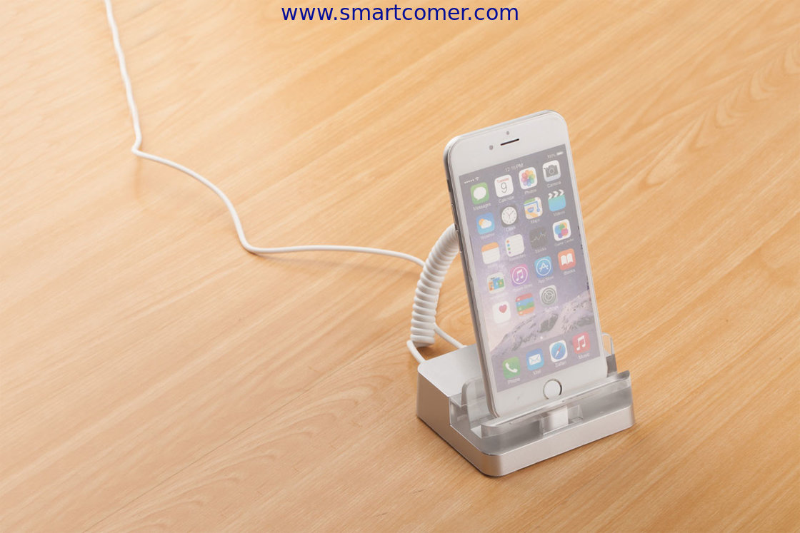 COMER anti-lost alarm locking for mobile phone retail Shop Tablet Stands with charging cord