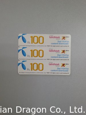 Scratchable Telecom Telephone Card Made of Artpaper 86 x 54 mm for Mobile Top up supplier