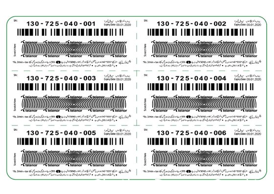 Paper Telecom Phone Cards for Mobile Refill / Calling Card Services in Credit Card Size supplier