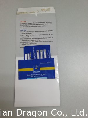 3G SIM Card Envelope with CMYK Printing for Telecom Company,85x96mm folded size supplier