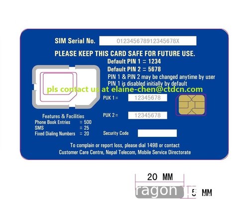 PostPaid Telecom SIM Card with Personalization without Card envelope supplier