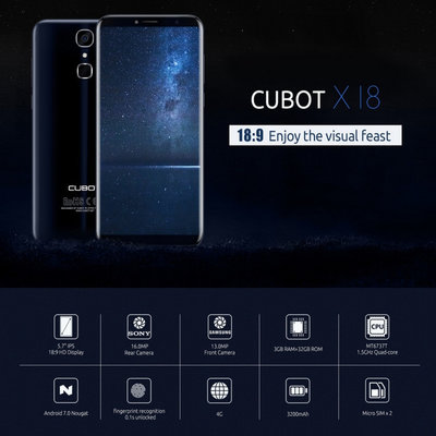 Sell Mobile Phone 4G Cubot X18 MTK6737T Quad-Core 1.5GHz 3200mAh 13MP 3GB 32GB
