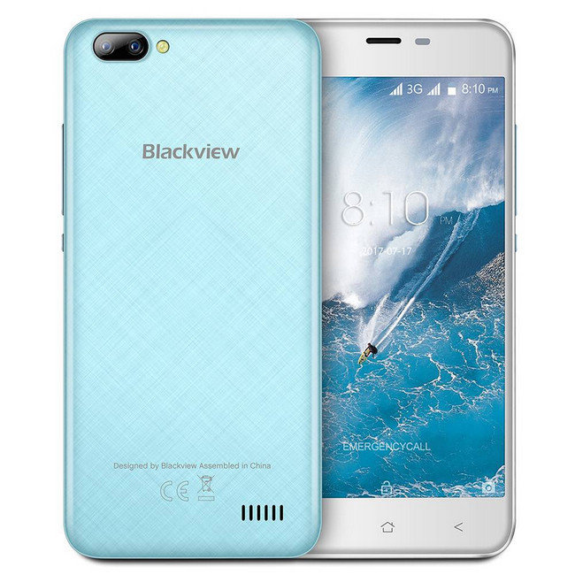 Android 7.0 MTK6580A Cellular Cell Phone 1GB 8GB 5 inch 1280x720 Blackview A7