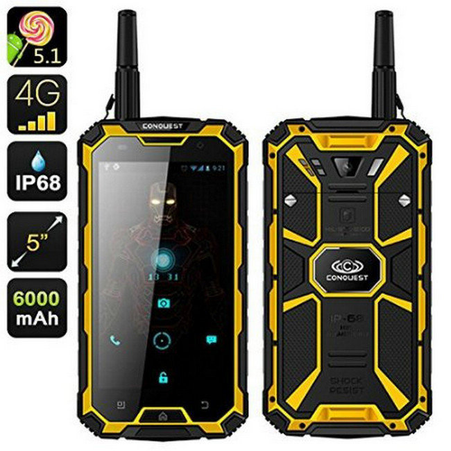 4GB 64GB IP68 Rugged Android Phone / Smart Phone MTK6755 6000mAh 16MP Camera Conquest S8