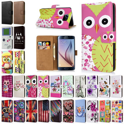 Printed Flip Folio PU Leather Smartphone Protective Case Wallet For Samsung Galaxy S6