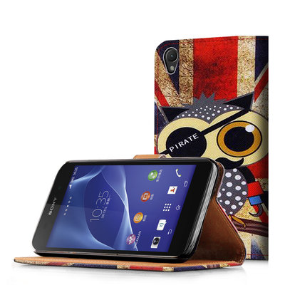 Luxury Printed Flip PU Leather Sony Phone Cases Back Cover Dust proof