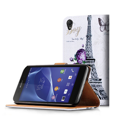 Luxury Printed Flip PU Leather Sony Phone Cases Back Cover Dust proof