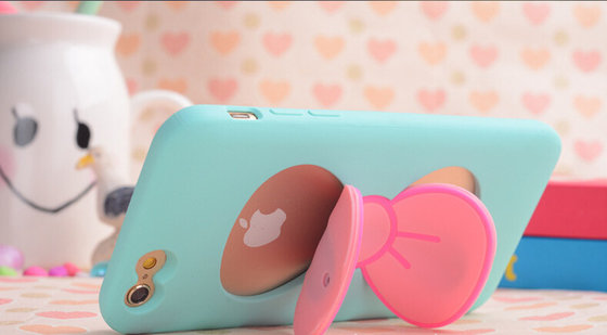 Bowknot Stand Function Soft Silicone Phone Cases for Iphone 6s Back Cover Bag