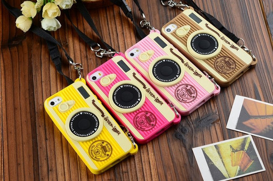 Cool Camera Design Silicone Soft iphone protective covers and cases With String