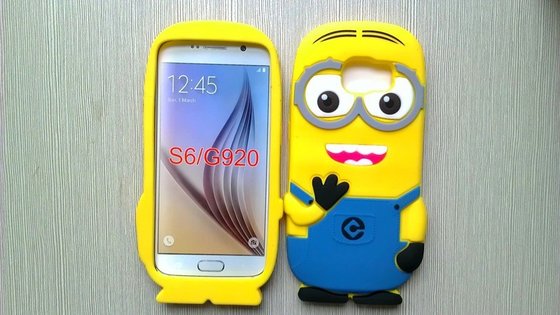 Yellow Minion Samsung Galaxy S6 cover for G9200 , Engranved silicone protective case