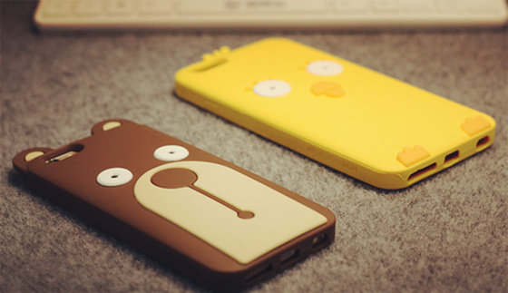 Engranved silicone Apple iphone 6 cases and covers with Birdy and bear design