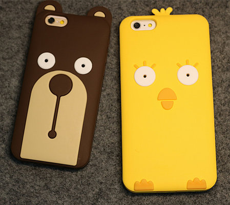 Engranved silicone Apple iphone 6 cases and covers with Birdy and bear design