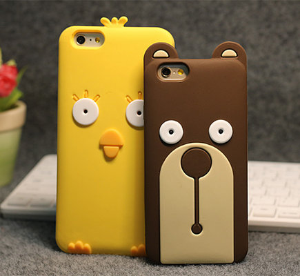 Engranved silicone Apple iphone 6 cases and covers with Birdy and bear design