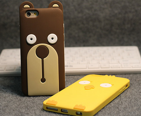 Engranved silicone Apple iphone 6 cases and covers with Birdy and bear design