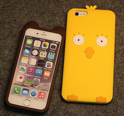 Engranved silicone Apple iphone 6 cases and covers with Birdy and bear design