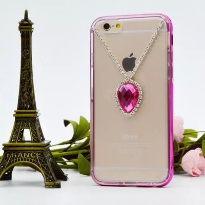 Apple iphone 6 / 6 plus soft silicone phone case with rhinestone decoration chrome bumper