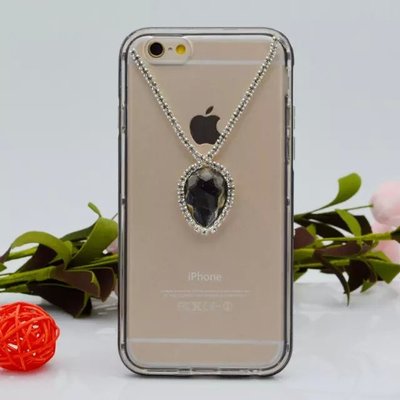 Apple iphone 6 / 6 plus soft silicone phone case with rhinestone decoration chrome bumper