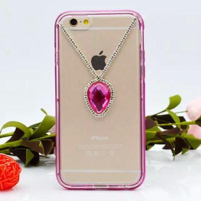 Apple iphone 6 / 6 plus soft silicone phone case with rhinestone decoration chrome bumper