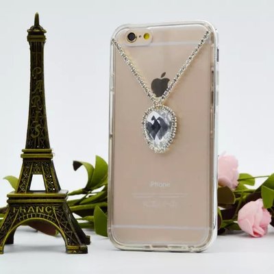Apple iphone 6 / 6 plus soft silicone phone case with rhinestone decoration chrome bumper