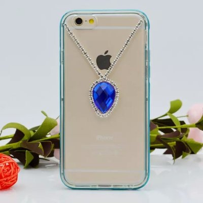 Apple iphone 6 / 6 plus soft silicone phone case with rhinestone decoration chrome bumper