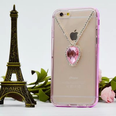Apple iphone 6 / 6 plus soft silicone phone case with rhinestone decoration chrome bumper