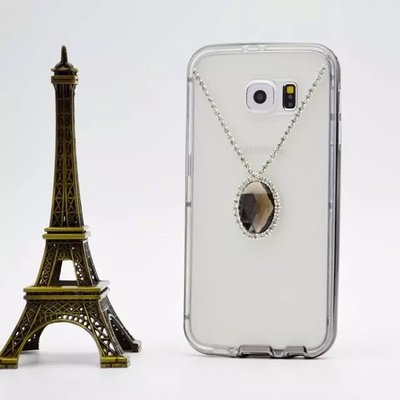 Soft silicone Samsung Galaxy S6 Edge case cover with rhinestone decoration chrome bumper