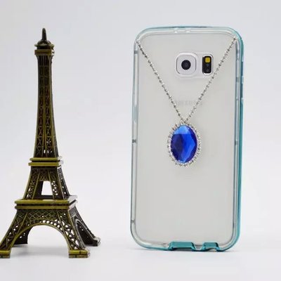 Soft silicone Samsung Galaxy S6 Edge case cover with rhinestone decoration chrome bumper