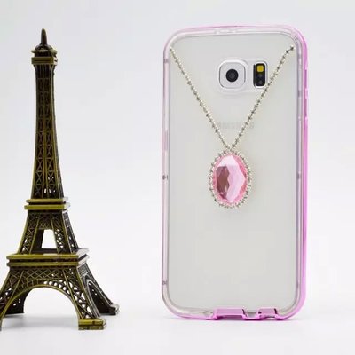 Soft silicone Samsung Galaxy S6 Edge case cover with rhinestone decoration chrome bumper