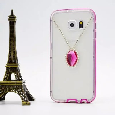 Soft silicone Samsung Galaxy S6 Edge case cover with rhinestone decoration chrome bumper