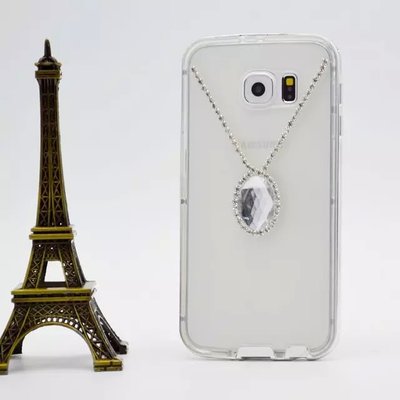 Soft silicone Samsung Galaxy S6 Edge case cover with rhinestone decoration chrome bumper