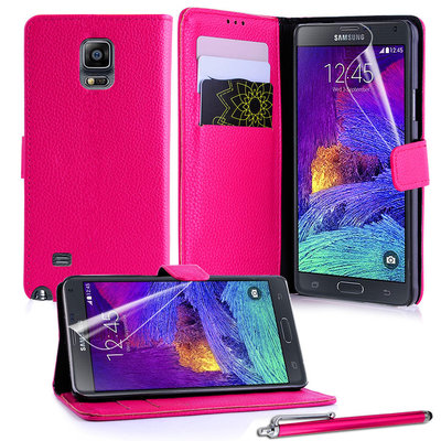 Lichee Grain Leather Wallet Samsung Cell phone Covers for Galaxy Note 4 with Stand
