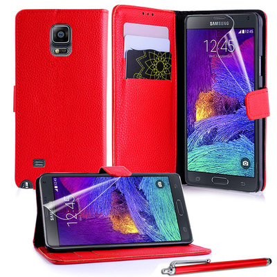 Lichee Grain Leather Wallet Samsung Cell phone Covers for Galaxy Note 4 with Stand