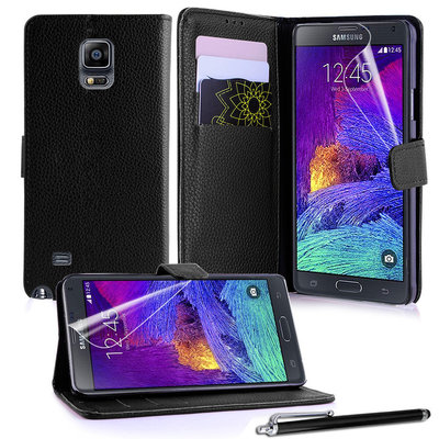 Lichee Grain Leather Wallet Samsung Cell phone Covers for Galaxy Note 4 with Stand