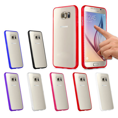 Double Transparent Clear plastic Samsung Cell phone Covers TPU Silicone Soft Gel Border