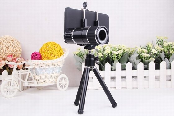 Black Mobile Telescope Lens For IPhone 6 / 12X Optical Zoom Lens For Smartphone