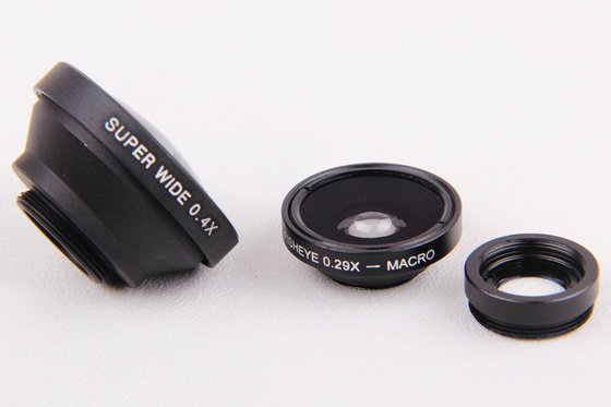Black Optical Glass Smartphone Camera Lens Kit /  Mobile Phone Accessories
