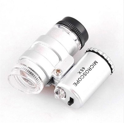 Silver Small 2 LED Smartphone Microscope / USB Digital Microscope With 45x Magnification