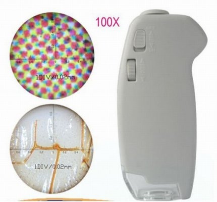100X Handle Mobile Phone Microscope Pocket Magnifier With Scale ROHS