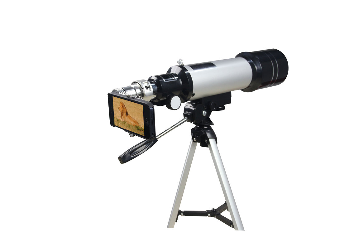 Silver 50X Smartphone Viewing Spotting Scope For Birding , K 25mm Eyepiece