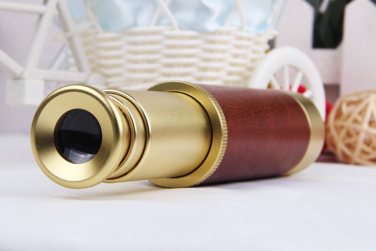 Gold 9X 32mm Pirates Zoom Monocular Brass Spyglass Telescope with Pouch