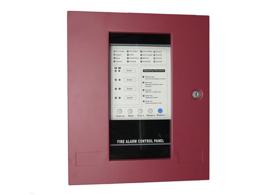 220V Fire Alarm Control Panel Red Stainless Steel Housing 16 Zones Type