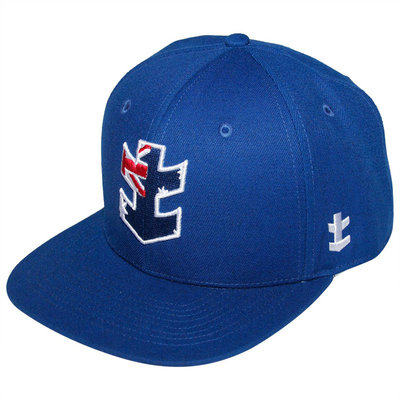 Custom Flat Brim Acrylic Snapback Baseball Caps Blue / Black