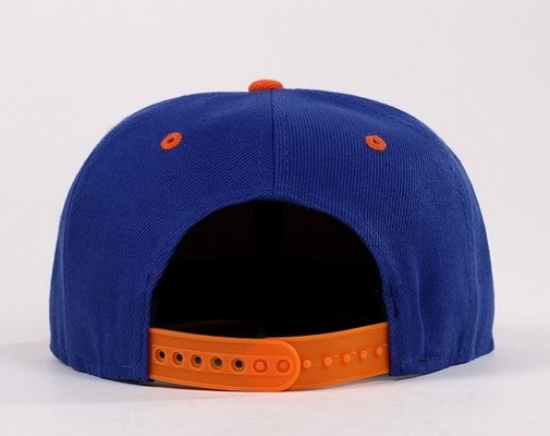 Blue Cotton Flat Peak Snapback Caps Embroidered Baseball Hats With Purper Crown