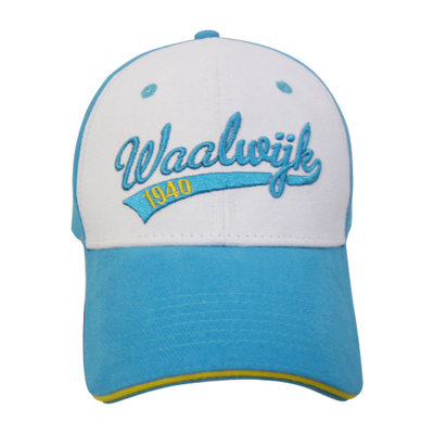 Mens Blue Stylish Visor Cotton Baseball Caps With Sandwich Peak