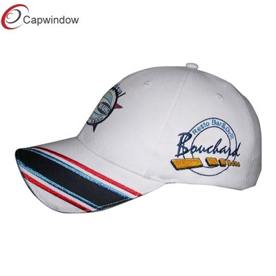 Heavy Cotton Twill Custom Fitted Baseball Hats White With Blue Sandwich Peak