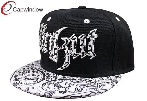 Black Flat Hip Hop Baseball Caps Monogram Baseball Cap With Amoeba Pattern