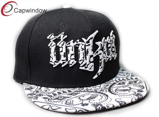 Black Flat Hip Hop Baseball Caps Monogram Baseball Cap With Amoeba Pattern
